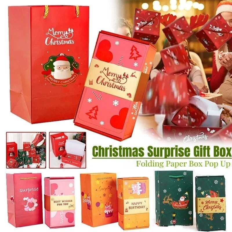 XYJ-Christmas Surprise Jumping Box Gift Box DIY Folding Paper Box Money ...