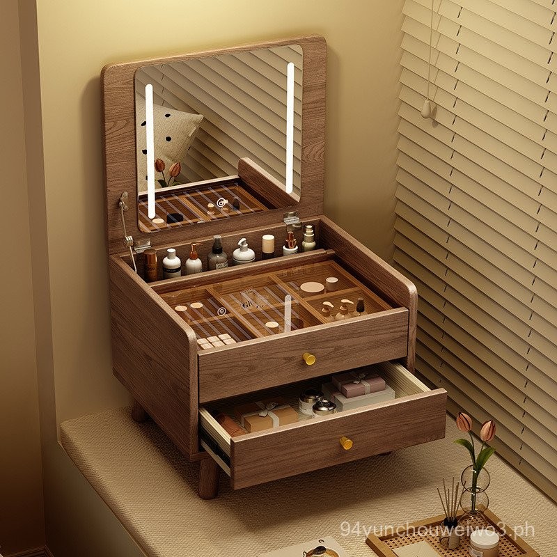 Small Bedroom Bay Window Dresser Multi-Functional Dressing Table with ...
