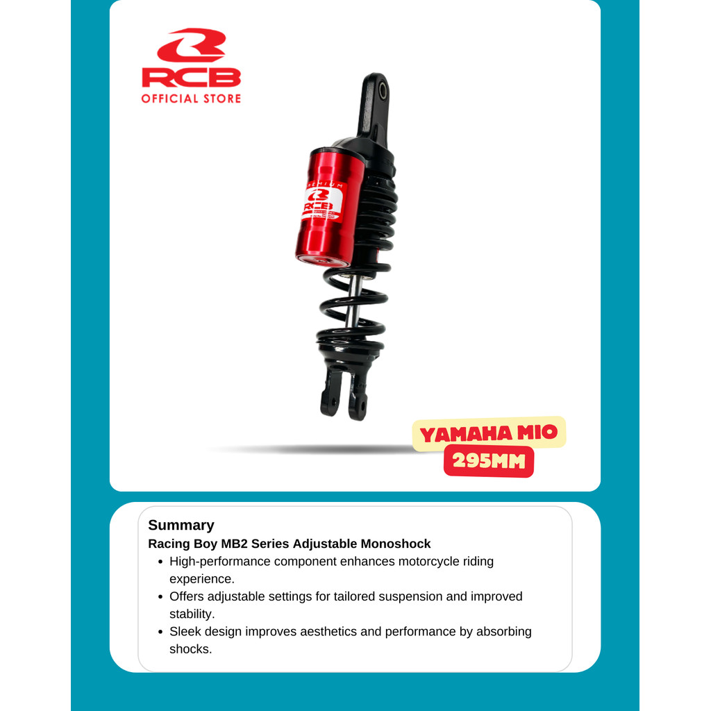 Racing boy RCB Mono Shock MB-2 Series for Yamaha Mio 295mm | Shopee ...
