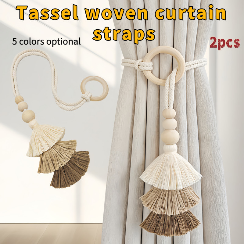 (2pcs)Tassel woven curtain straps for storage and fixation, curtain ...