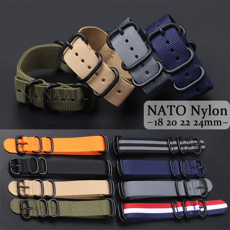 NATO Nylon Universal Watch Strap 18mm 20mm 22mm 24mm One Loop ZULU ...