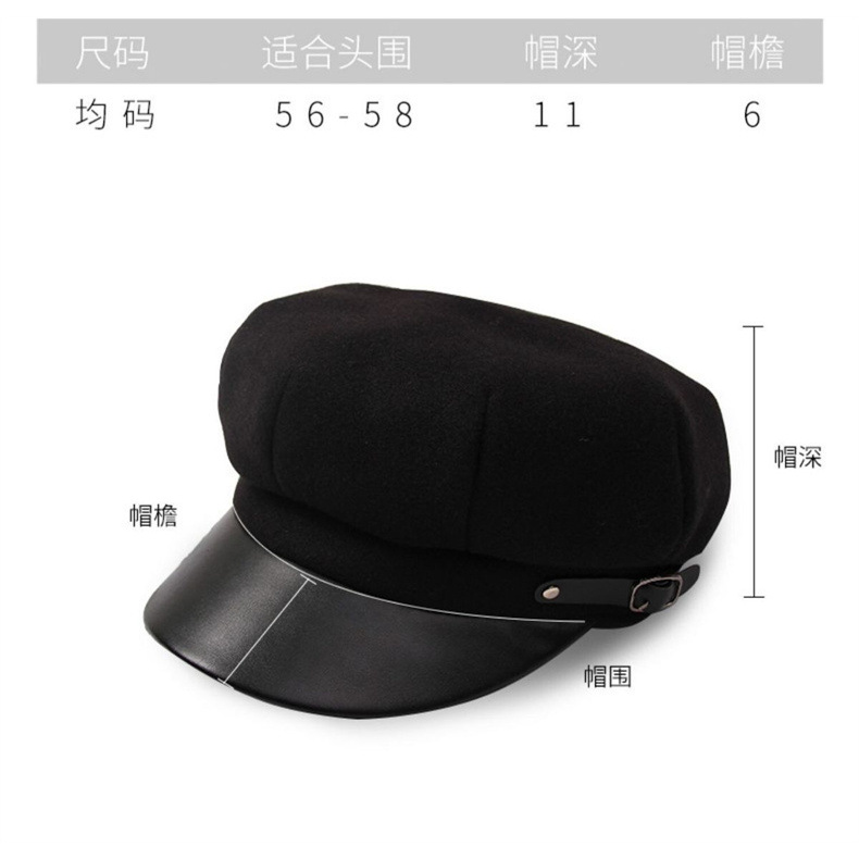 Beret Women Woolen Winter Korean Version Warm Fashion Octagonal Hat ...
