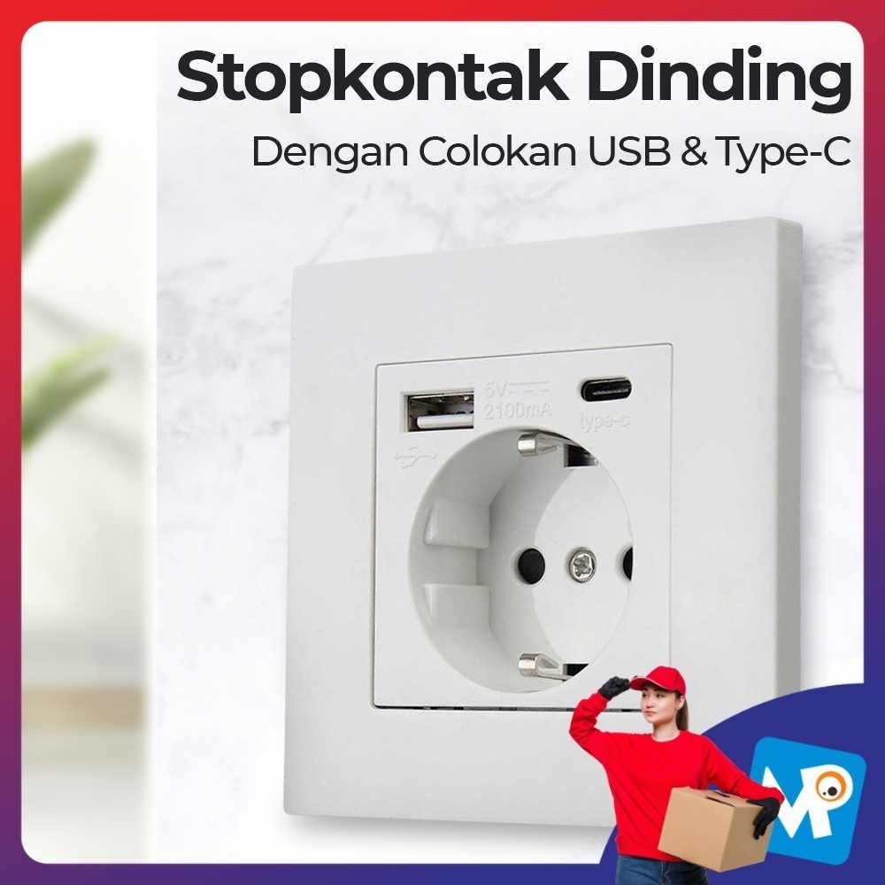 Taffware Usb Type C Wall Socket Square Wall Electrical Socket Hb16 Shopee Philippines