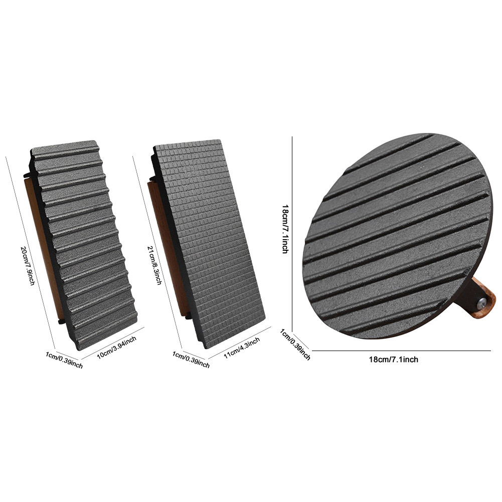Cast Iron Kitchen Heavy Flat Steak Weight/Bacon Press with Wooden ...