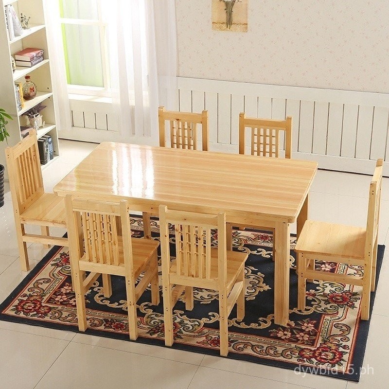 Dining Table Solid Wood Pine Modern Simple Dining Table and Chair Set ...
