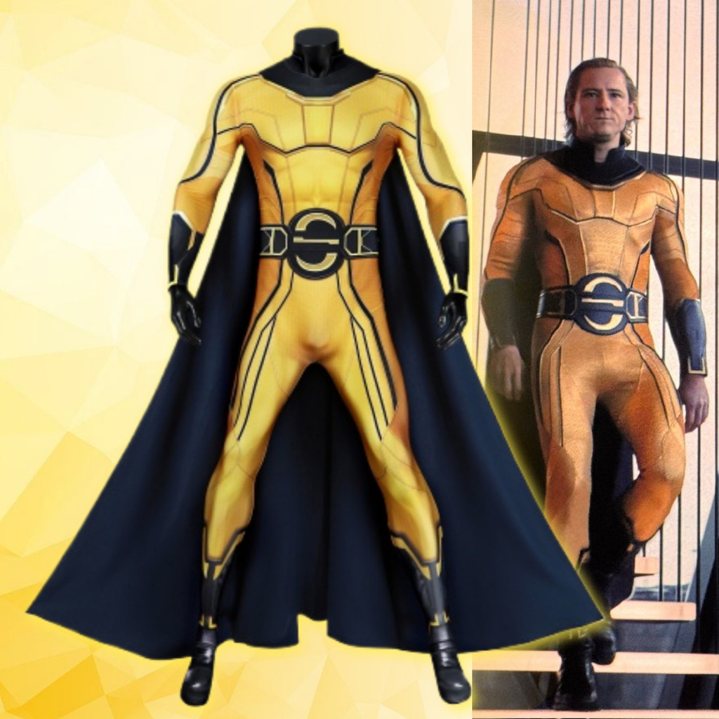 Marvel Thunderbolts Sentry Cosplay Costume: Yellow Bodysuit & Blue Cape ...