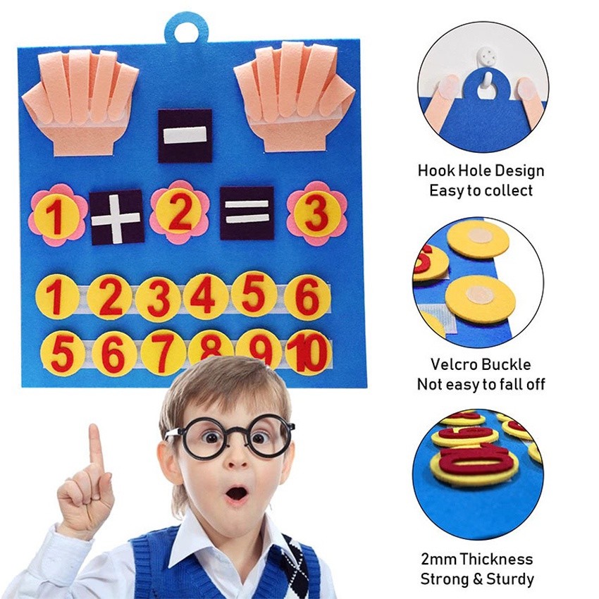 Kid Montessori Felt Finger Math Toy Numbers Counting Addition ...