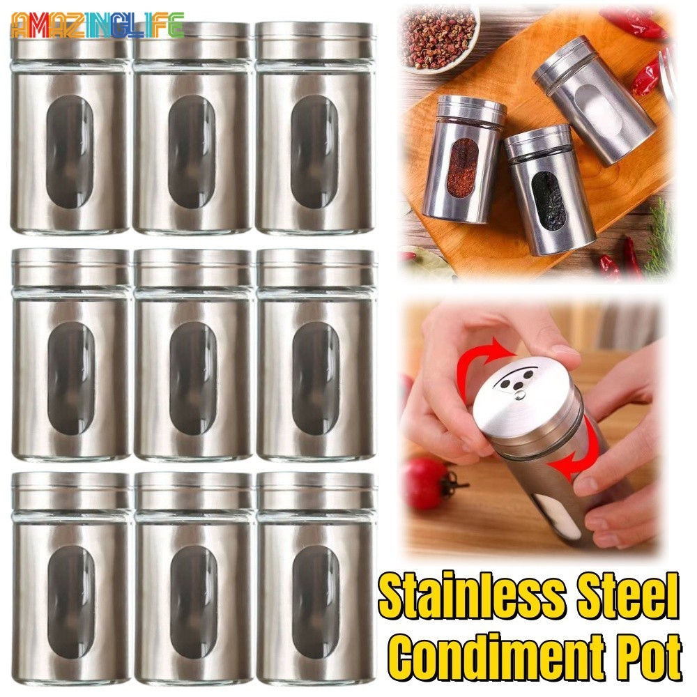 Rotating Bottle Cap Stainless Steel Seasoning Jar - Durable Perforated ...