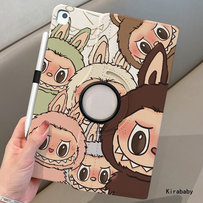 For ipad 11 inch 2025 PU Leather Cartoon Labubu Personality Cute Cover ...