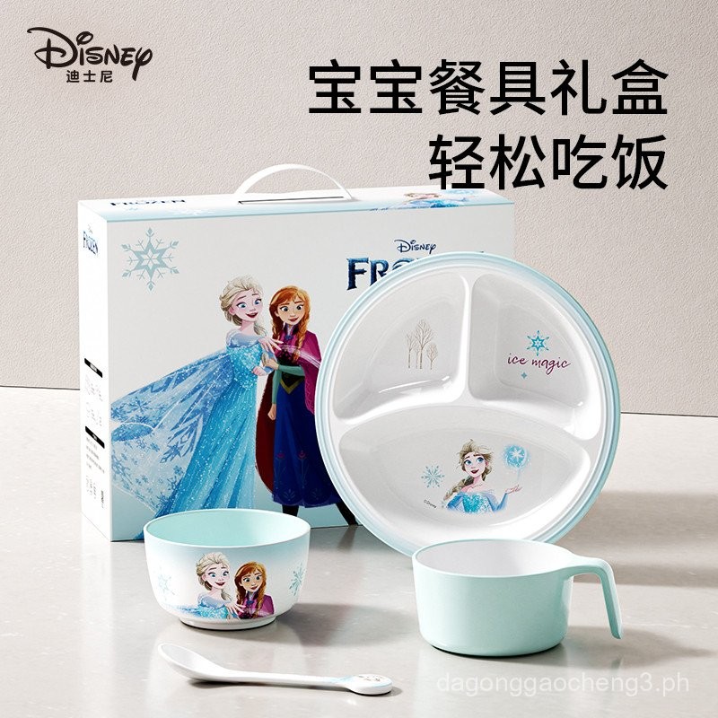 Disney Elsa Princess Children's Tableware for Girls, Anti-Fall Durable ...