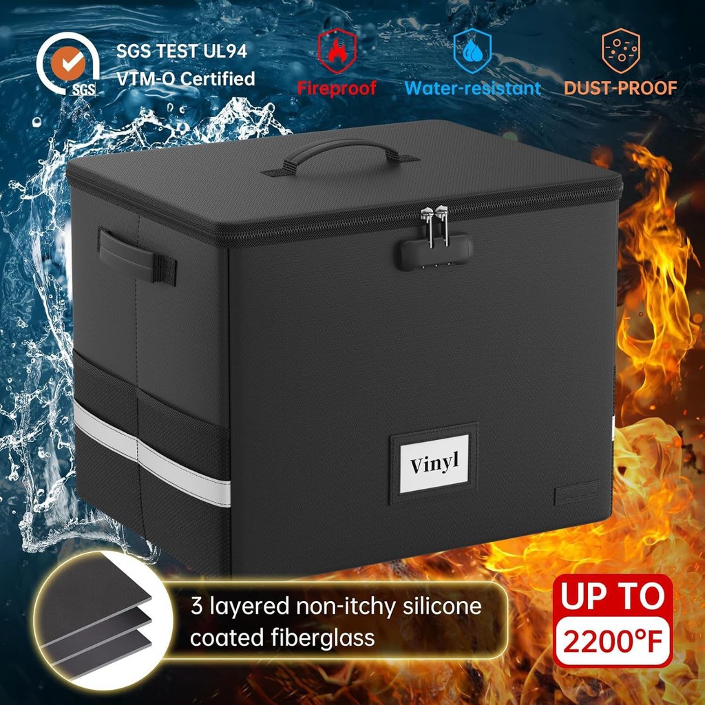 File Box with Lock,Fireproof Box File Storage Organizer Anti-Static Box ...