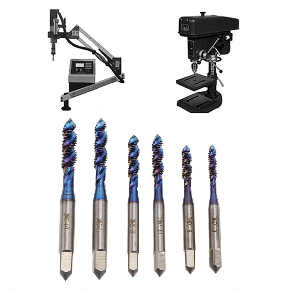 soxii-ph 6Pcs Thread Drill Tap Bit Set High Speed Steel Spiral Flute ...