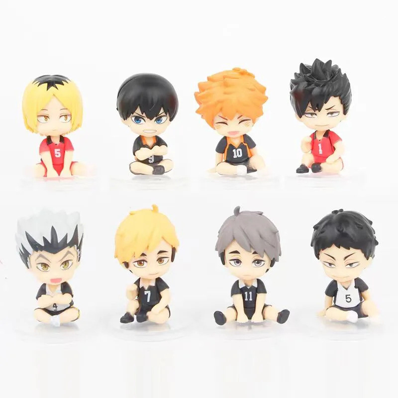 Haikyuu 8 Pcs/Set Sitting Posture Anime Model Figures 5.5cm Q Version ...