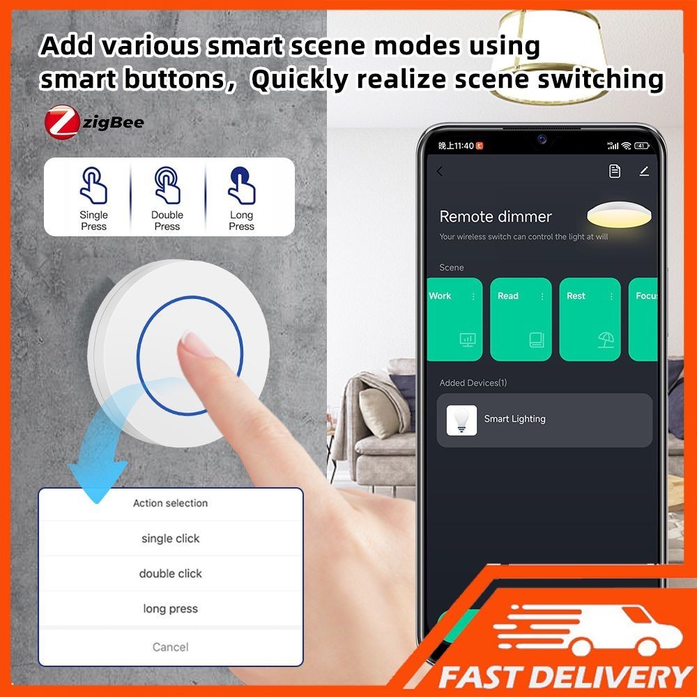 【top1store】 Ewelink Zigbee Smart Push Button Wireless Switch Include Battery Remote Control ...