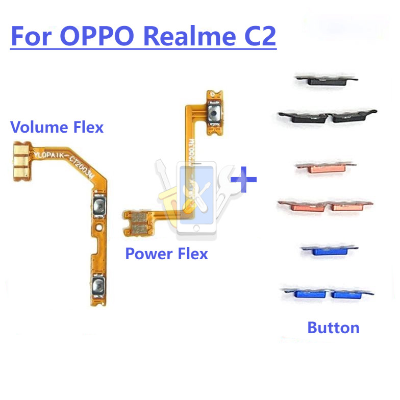 For OPPO Realme C2 Power On/Off Button Cable and External Volume Up ...