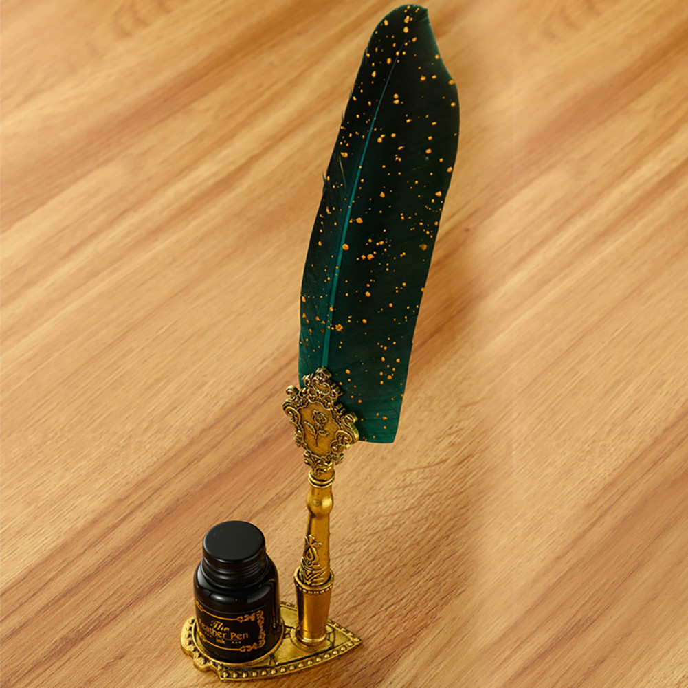 Exquisite Feather Dip Pen Kit Creative Feather Dip Pen Stamp Set for ...