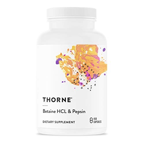 Thorne Betaine HCL & Pepsin - Digestive Enzymes for Protein Breakdown ...