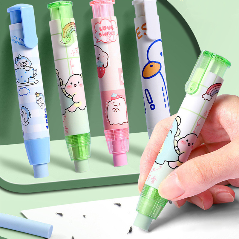 1 Pc Boxed Cute Cartoon Retractable Eraser Pen Type Rubber Erasers for ...