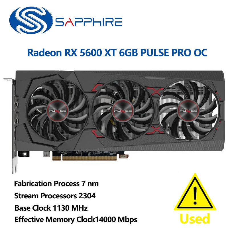 AMD Radeon RX 5600 XT 6G D6 Gaming Graphics Card Sapphire 5600XT GPU ...