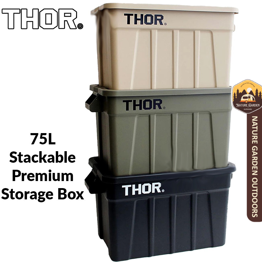 THOR ® Premium 75L Stackable Plastic Storage Box with Lid Outdoor ...