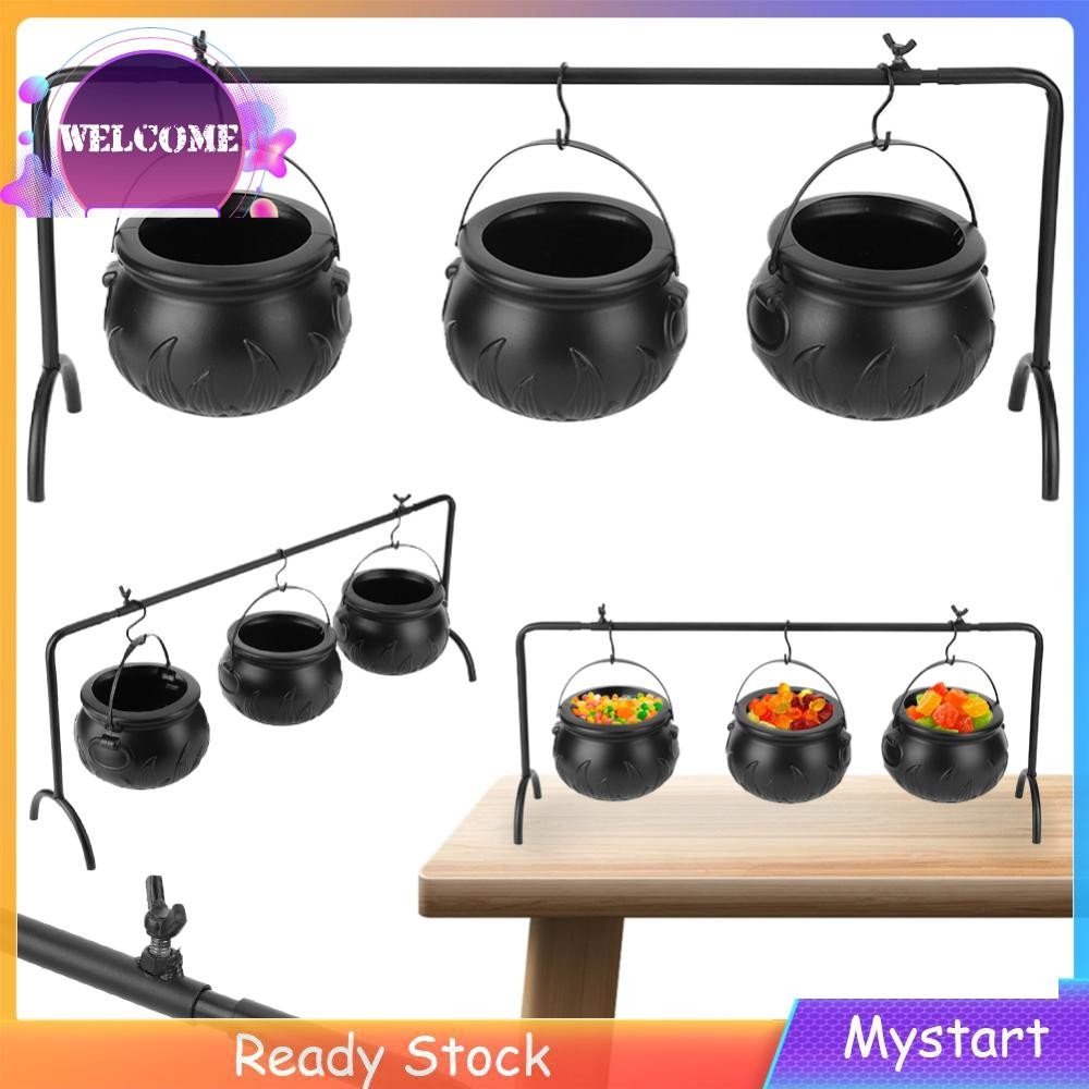 Set of 3 Witches Cauldron Serving Bowls on Rack Halloween Party ...