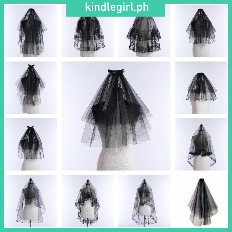 KING Elegant Black Veil for Halloween Cosplay Bride Veil Breathable ...