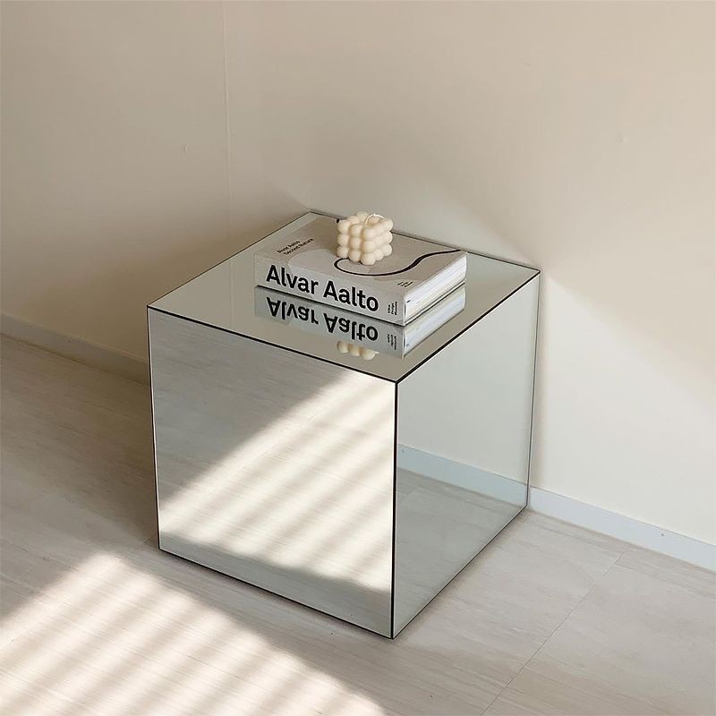 Minimalist square glass mirror coffee table bedside table blogger same ...