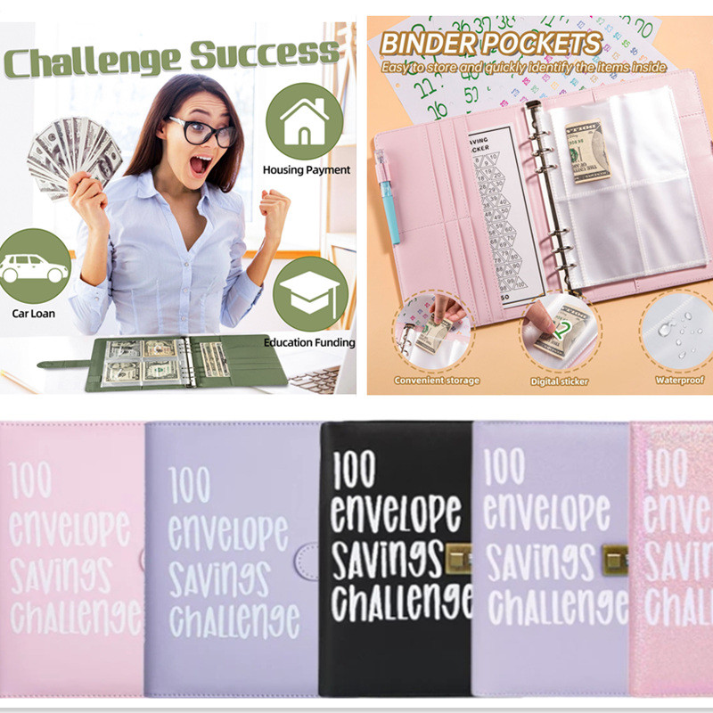 Memo & Sticky Notes 100 Day Challenge Envelope Notepad Savings Folder ...