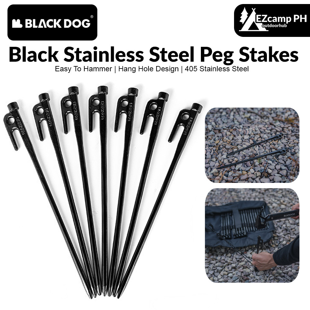 BLACKDOG Black Stainless Steel Peg Stakes Portable Lightweight Extended ...