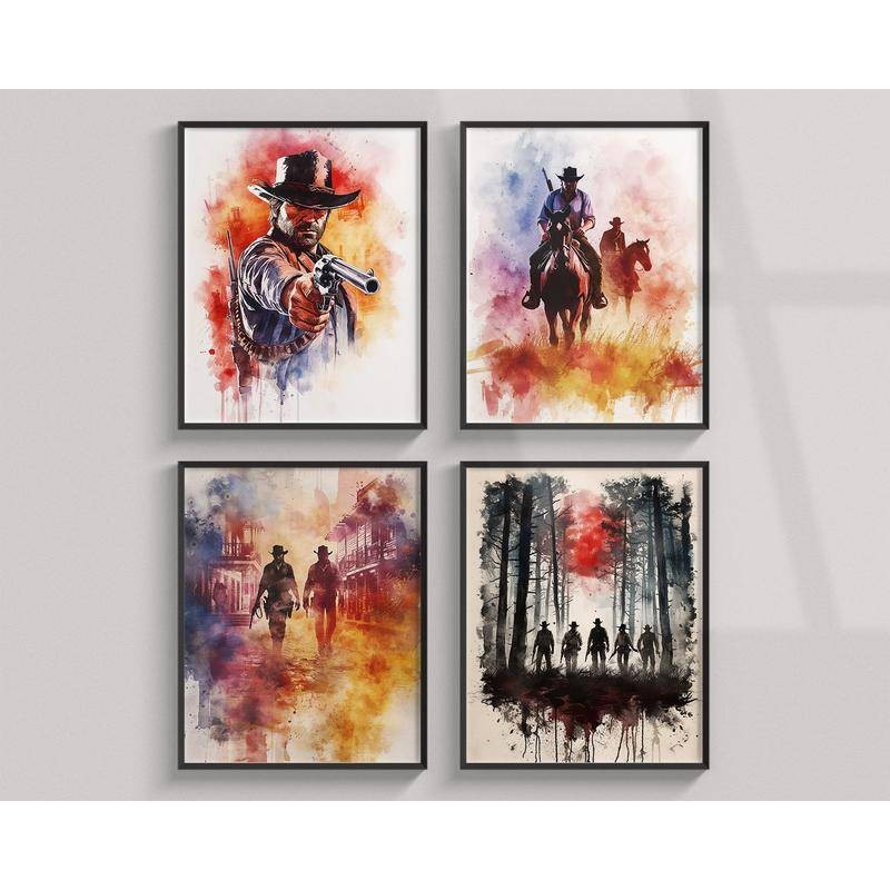 Read Dead Redemption Watercolor Prints Western Cowboy Poster Printable ...