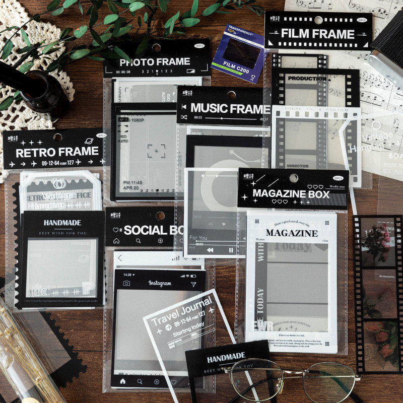 Cdaily|15 Sheets Transparent Collage Sticker Pack Retro Film Stickers ...