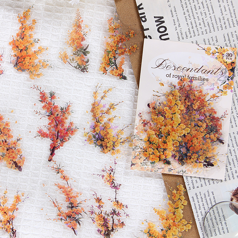 Journamm 30pcs/pack PET Plants Flowers Stickers Collage Stickers DIY ...