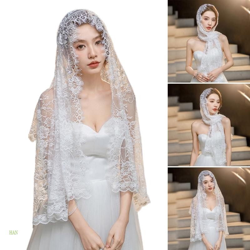 HAN Muslims Lace Wedding Veils Church Mantilla Wedding Bride Head ...