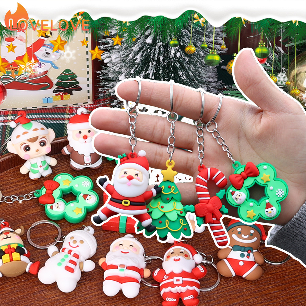 Cute Christmas Keychain - Cartoon Christmas Tree Snowman Keyring ...