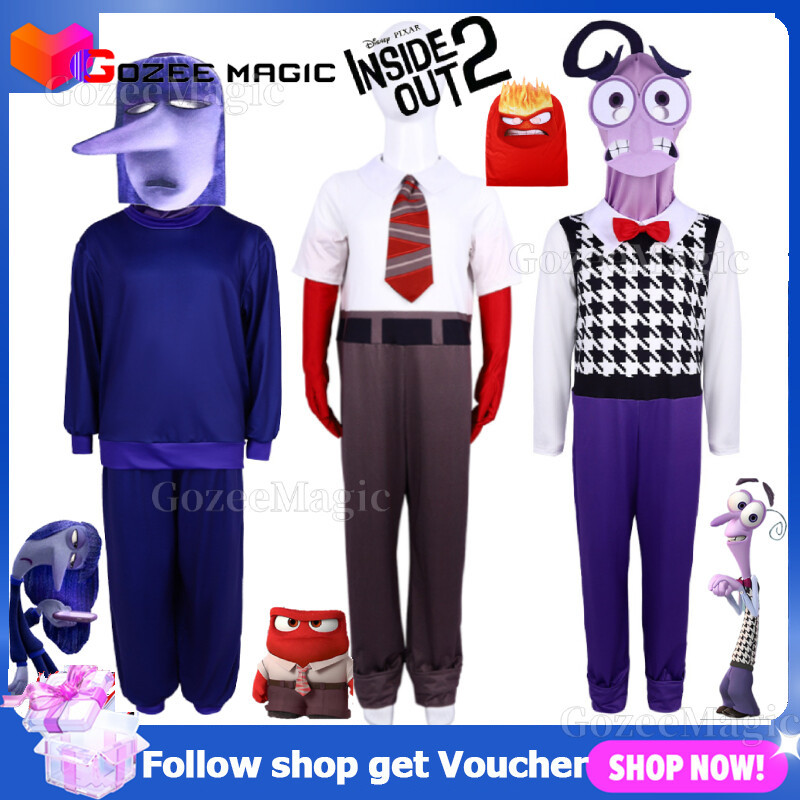 Movie Inside Out 2 Anger Fear Ennui Jumpsuits Set Men Halloween Cosplay ...