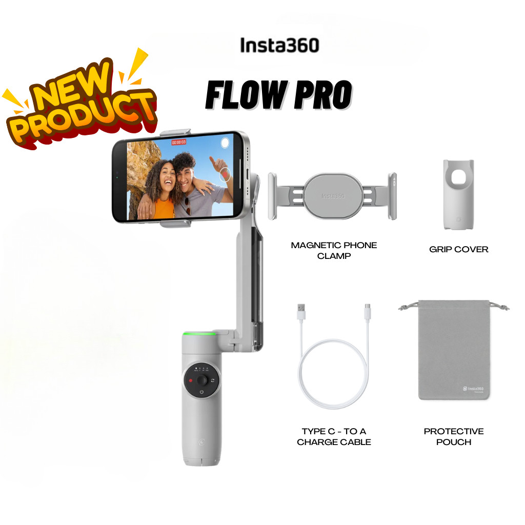 Insta360 Flow Pro AI-Powered Gimbal Stabilizer for Smartphone Gimbal Stabilizer With Built-In ...
