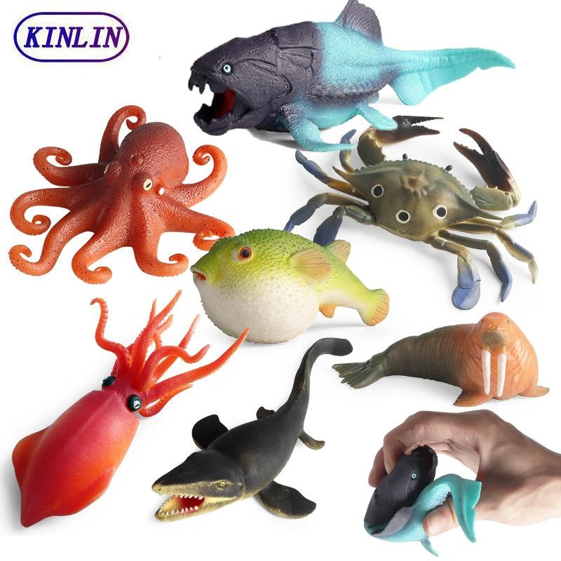 Sea Life Underwater World Model Toy Pufferfish Octopus Crab Shark ...