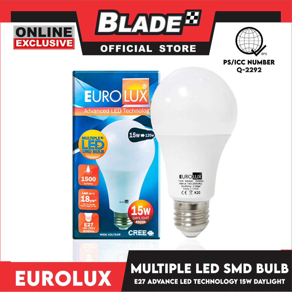 Eurolux LED SMD Bulb E27 15W 6500K Daylight | Shopee Philippines