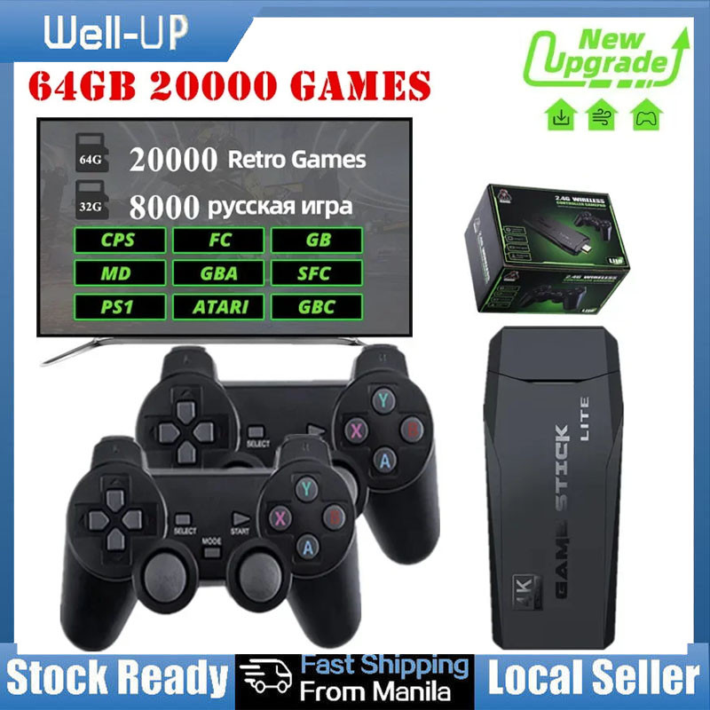 Video Game Console 2.4G Double Wireless Controller 64 32GB Retro Games ...