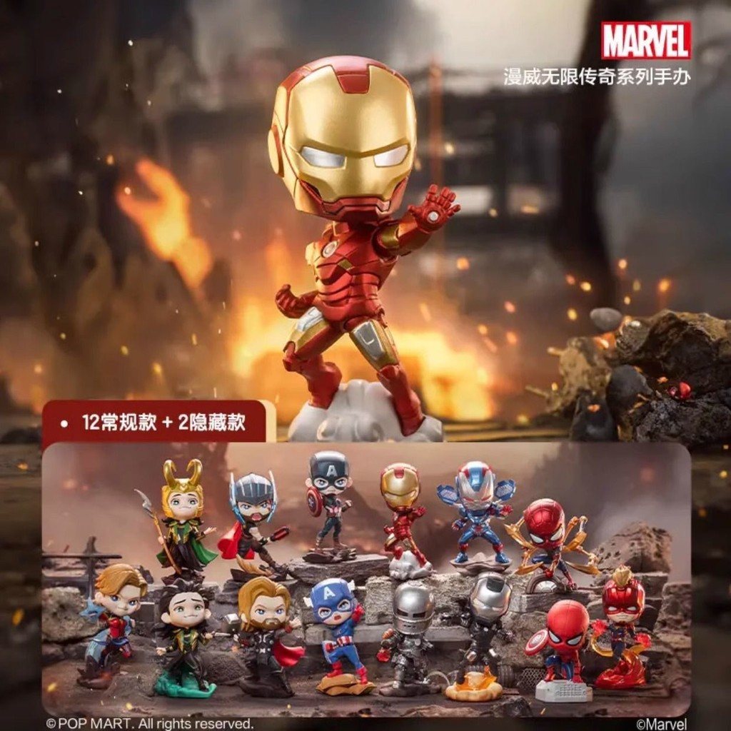 POPMART Marvel Unlimited Tales [Genuine]Blind Box Iron Man Spider-Man ...