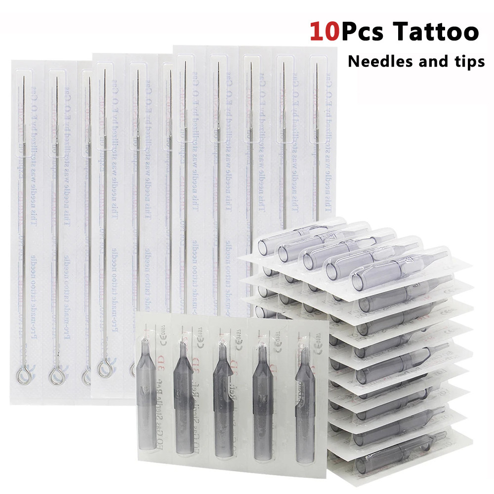 20PCS/Set RL RS RM M1 Tattoo Needles and RT FT Tattoo Tips Grey Professional Mixed Stainless ...