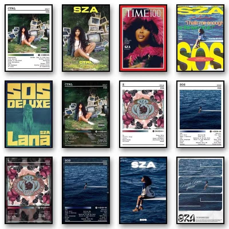 American singer Star SZA's Sos music album poster on canvas, aesthetic ...