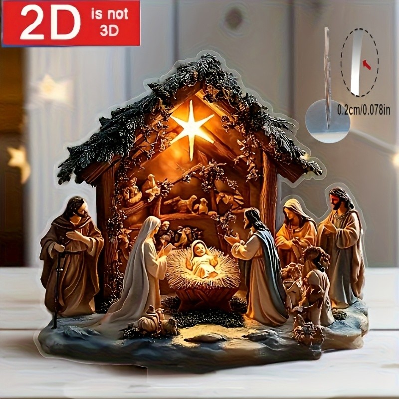 Acrylic Bohemian Style Crystal Christmas Scene Decoration-2D Flat Jesus ...
