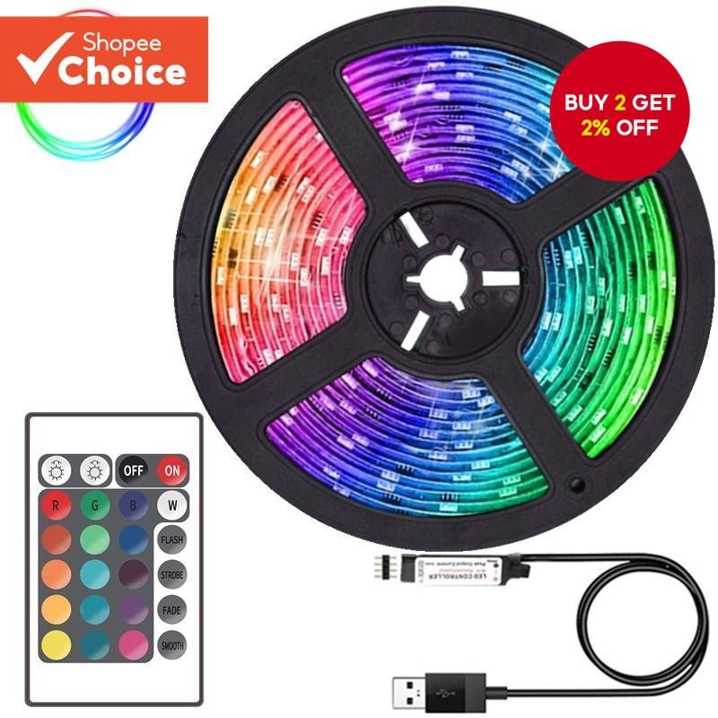 【In stock】Infrared remote control LED Strip Lights Tape 3M/5M RGB 5050 ...
