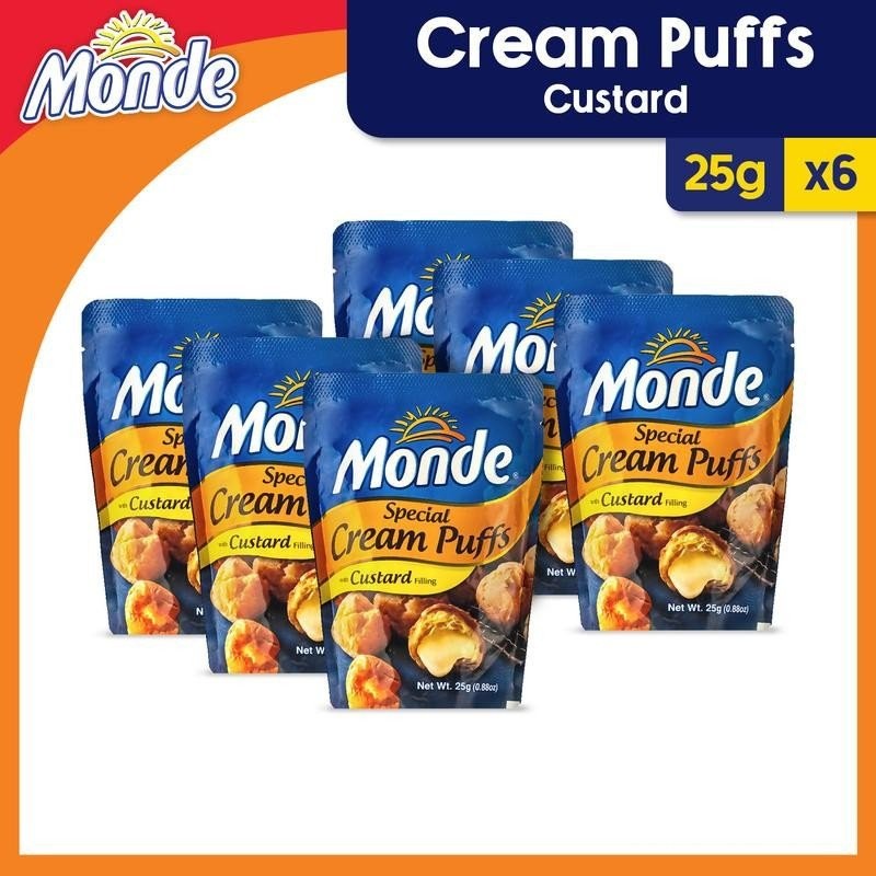Monde Special Cream Puffs Custard 25gx6 | Shopee Philippines
