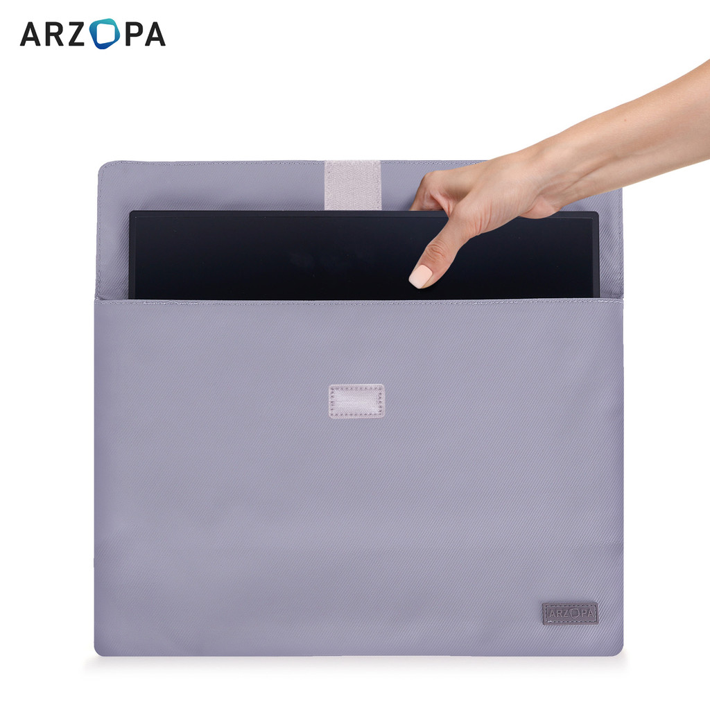 ARZOPA 16.1"/14.0"/17.3" Portable Monitor Sleeve Bag, PU Leather Case ...