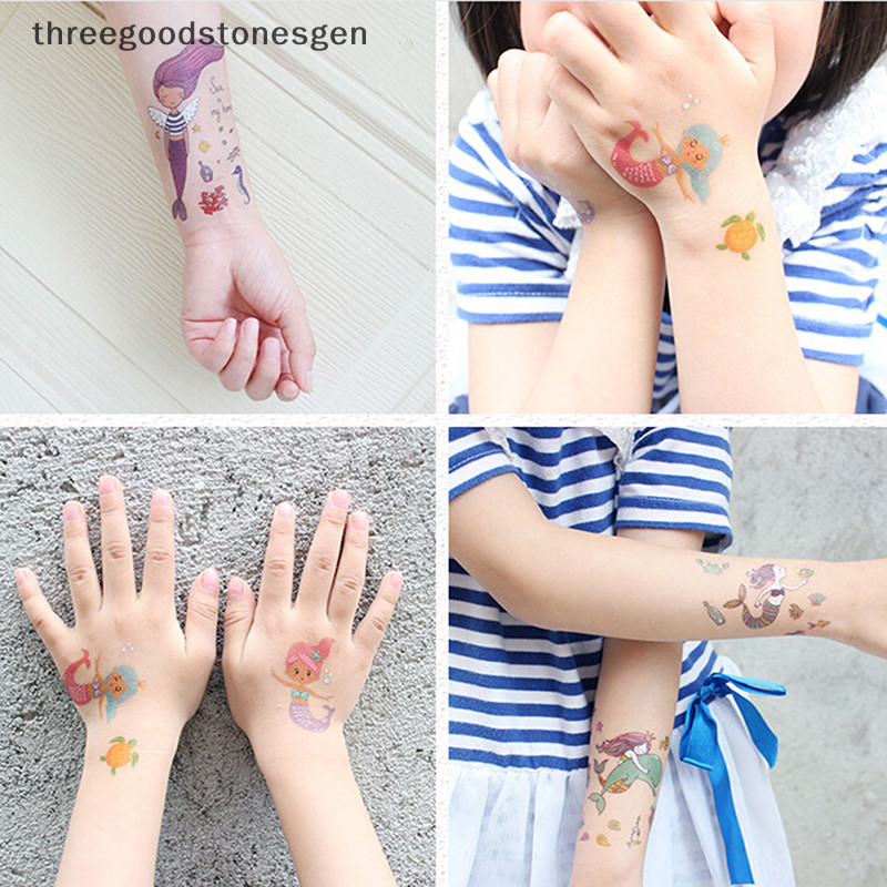 TGS Kids Cartoon Temporary Tattoo Mermaid Sticker Waterproof Fake Tatoo ...