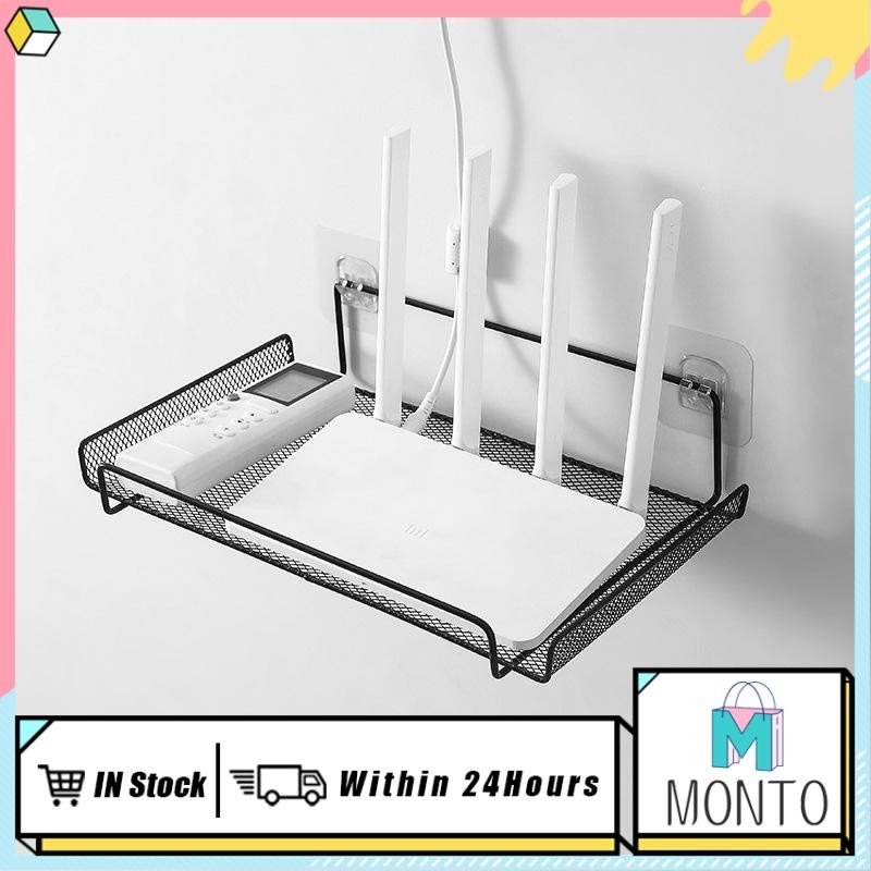 Punch-Free Wall Mounted WiFi Router Storage Rack / TV Set-Top Storage ...