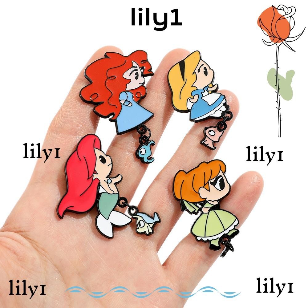LILY Cartoon Character Chain Brooch, Princess Anime Enamel Pin, Fashion ...