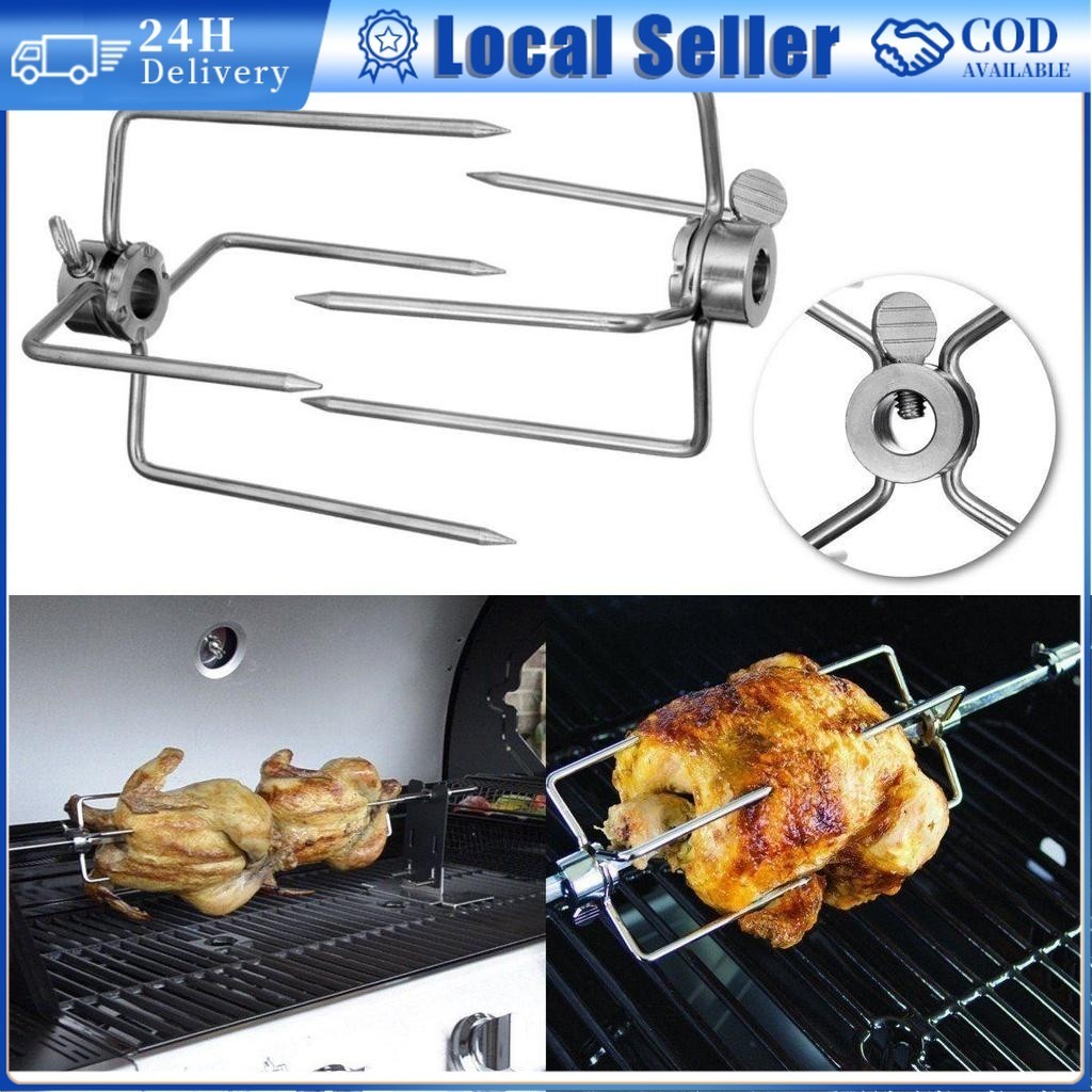 BBQ Fork Stainless Steel Meat Fork Grilled Charcoal Chicken Rotisserie ...